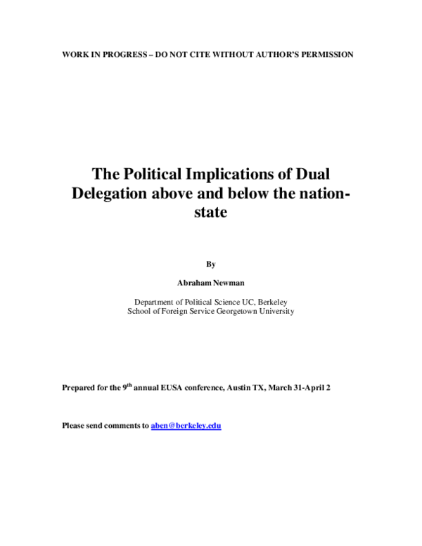 (PDF) The Political Implications of Dual Delegation above and below the ...