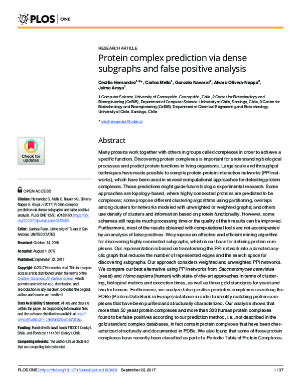 (PDF) Protein complex prediction via dense subgraphs and false positive analysis