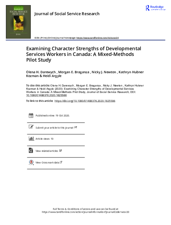 (PDF) Examining Character Strengths of Developmental Services Workers ...