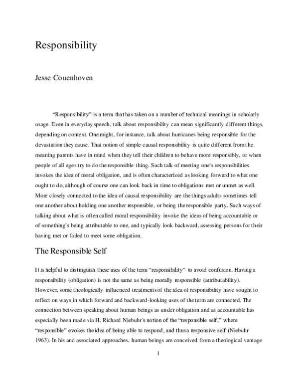 (PDF) Responsibility: A Brief Introduction