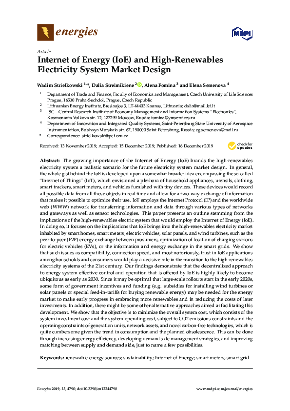 (PDF) Internet of Energy (IoE) and High-Renewables Electricity System ...