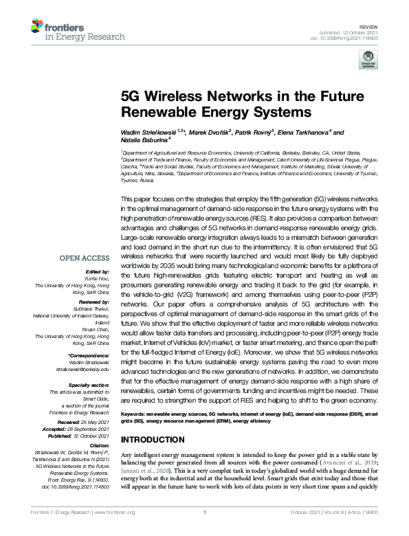 (PDF) 5G Wireless Networks in the Future Renewable Energy Systems