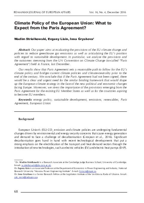 (PDF) Climate Policy of the European Union: What to Expect from the ...