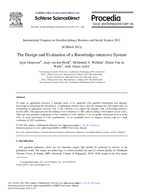 (PDF) The Design and Evaluation of a Knowledge-intensive System | Agus Gunawan - Academia.edu