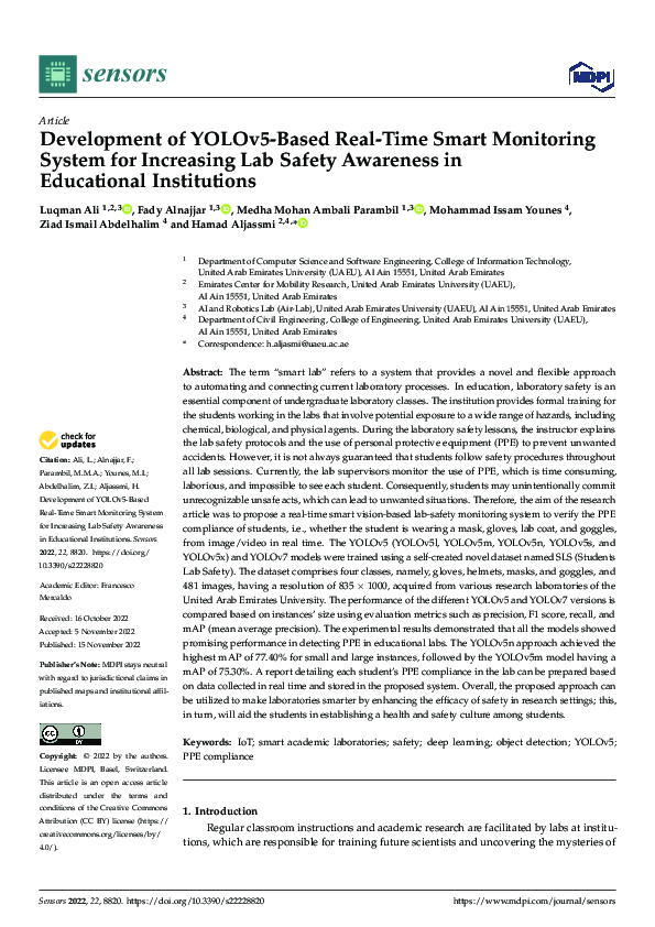 Pdf Development Of Yolov5 Based Real Time Smart Monitoring System For