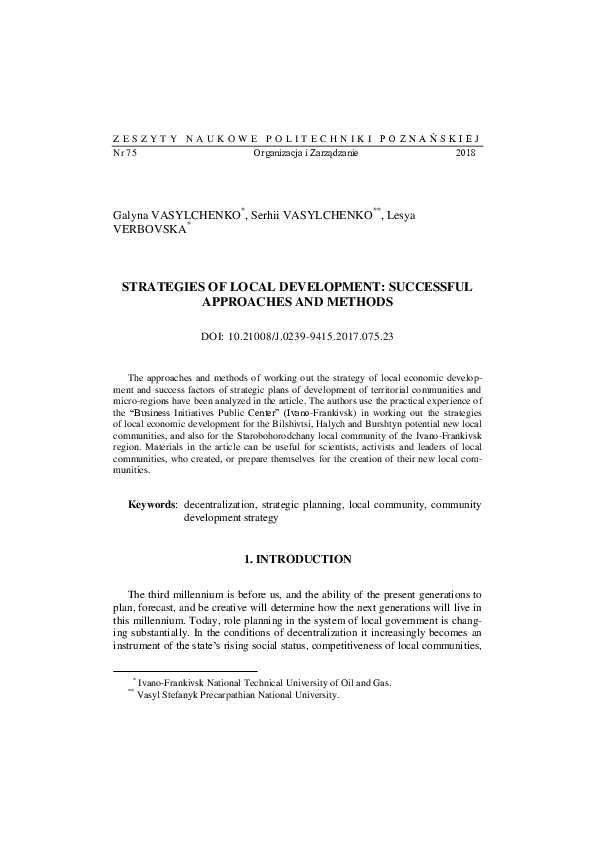 (PDF) Effective Strategies for Local Economic Development