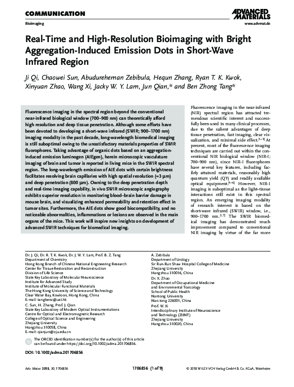 (PDF) Real-Time and High-Resolution Bioimaging with Bright Aggregation ...