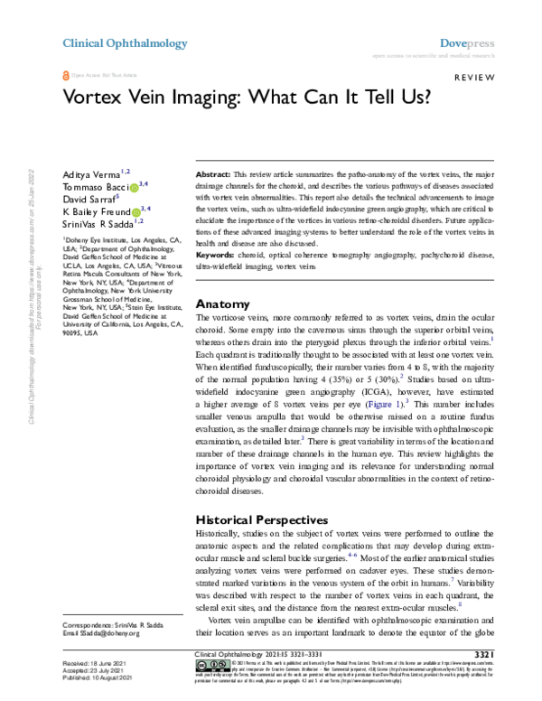 (PDF) Imaging Vortex Veins: Anatomy, Disease, and Advances