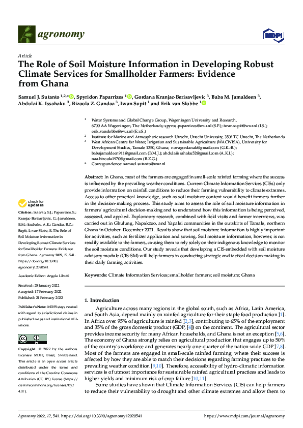 (PDF) The role of soil moisture information in developing robust ...