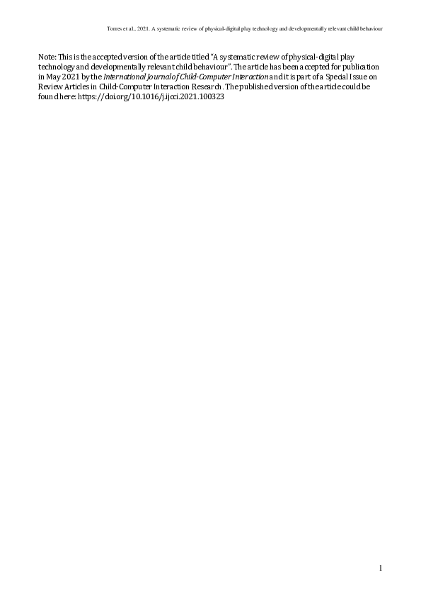 (PDF) A systematic review of physical–digital play technology and ...