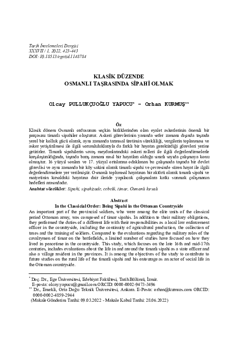 (PDF) In the Classicial Order: Being Sipahi in the Ottoman Countryside