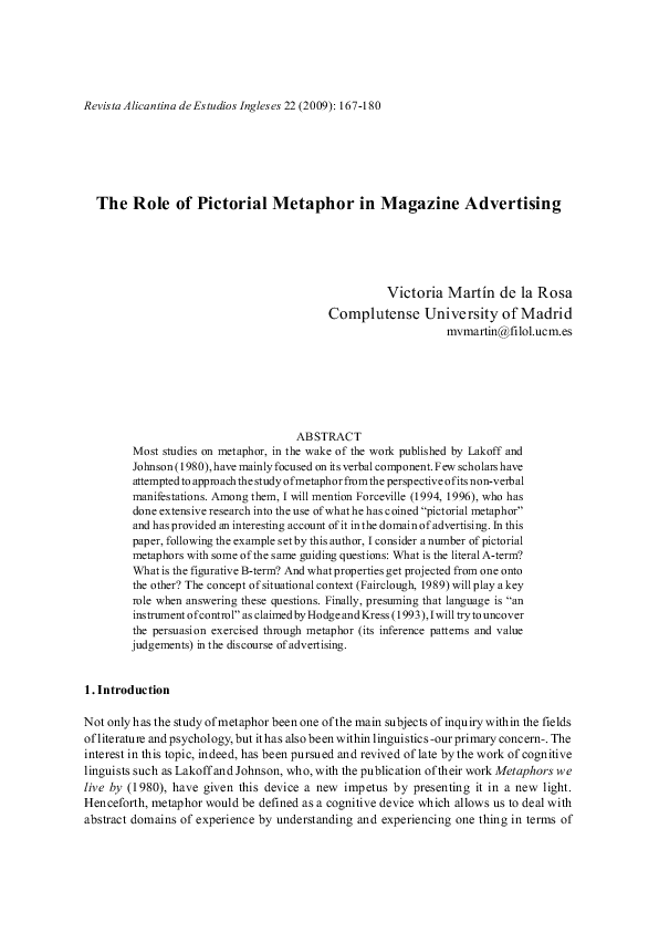 (PDF) The role of pictorial metaphor in magazine advertising