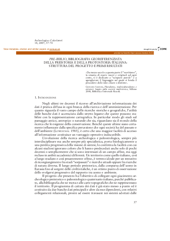 (PDF) Pre-Biblio, bibliografia georeferenziata della Preistoria e della ...