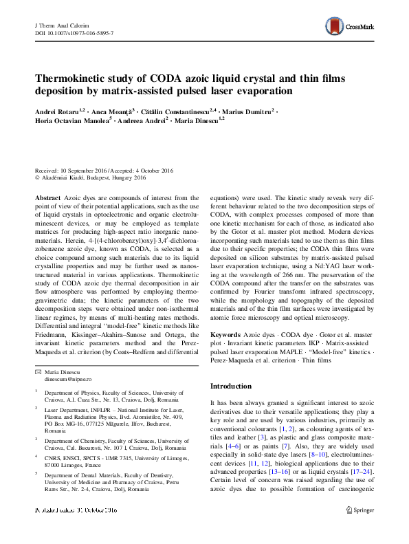 (PDF) Thermokinetic study of CODA azoic liquid crystal and thin films ...