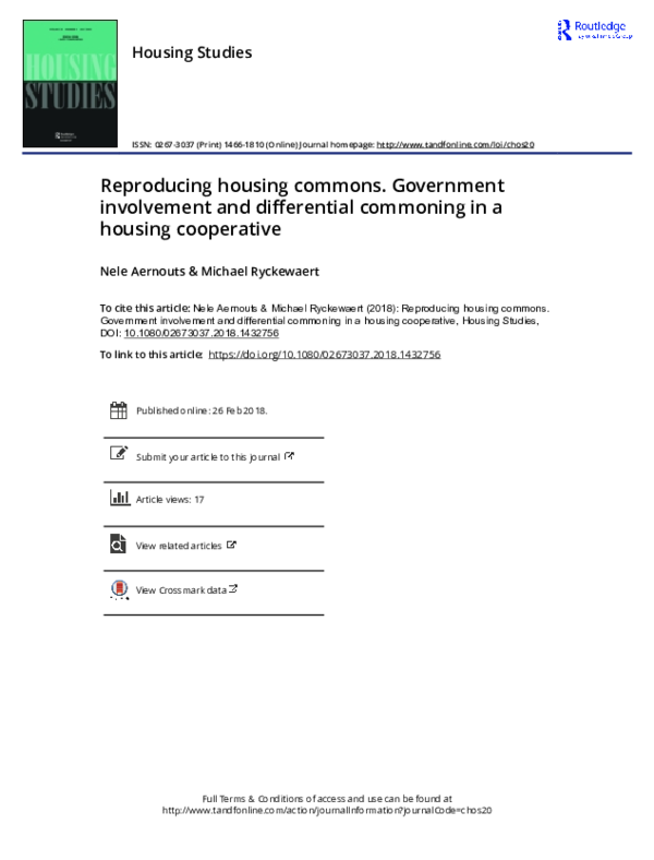 (PDF) Reproducing housing commons. Government involvement and ...