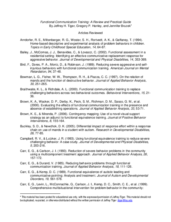 (PDF) Functional communication training: a review and practical guide