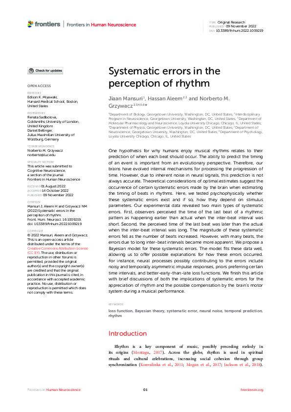 (PDF) Systematic errors in the perception of rhythm