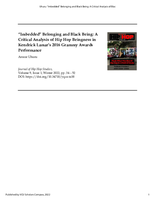 (PDF) “Imbedded” Belonging and Black Being: A Critical Analysis of Hip ...