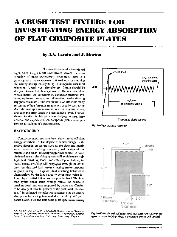 (PDF) A Crush Test Fixture for Investigating Energy Absorption of Flat ...