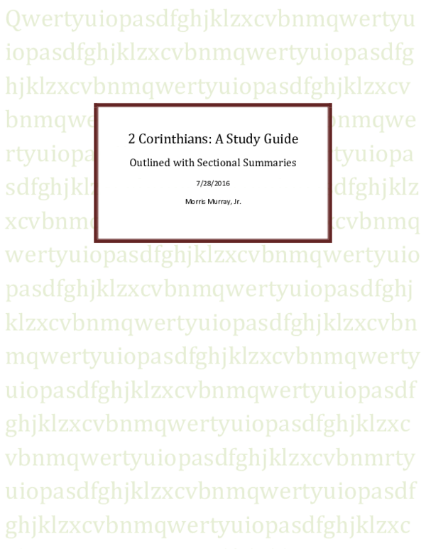 (PDF) 2 Corinthians: A Study Guide - Outlined with Sectional Summaries