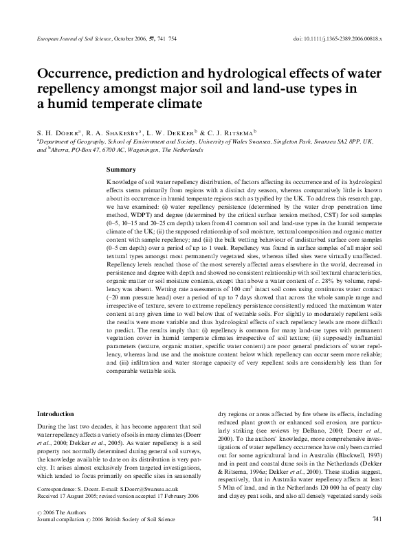 (PDF) Occurrence, prediction and hydrological effects of water ...
