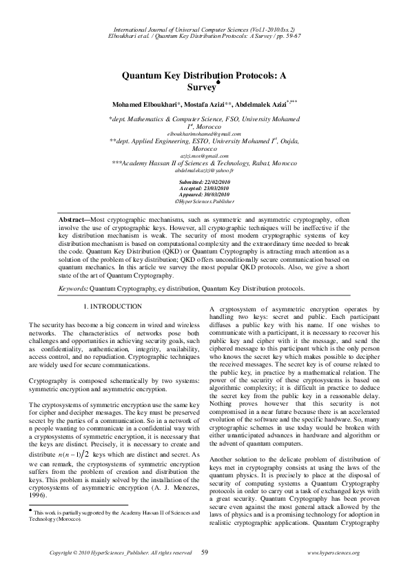 (PDF) Quantum Key Distribution Protocols: A Survey