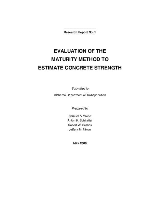 (PDF) Evaluation of the Maturity Method to Estimate Concrete Strength ...