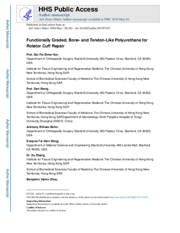 (PDF) Functionally Graded, Bone- and Tendon-Like Polyurethane for ...