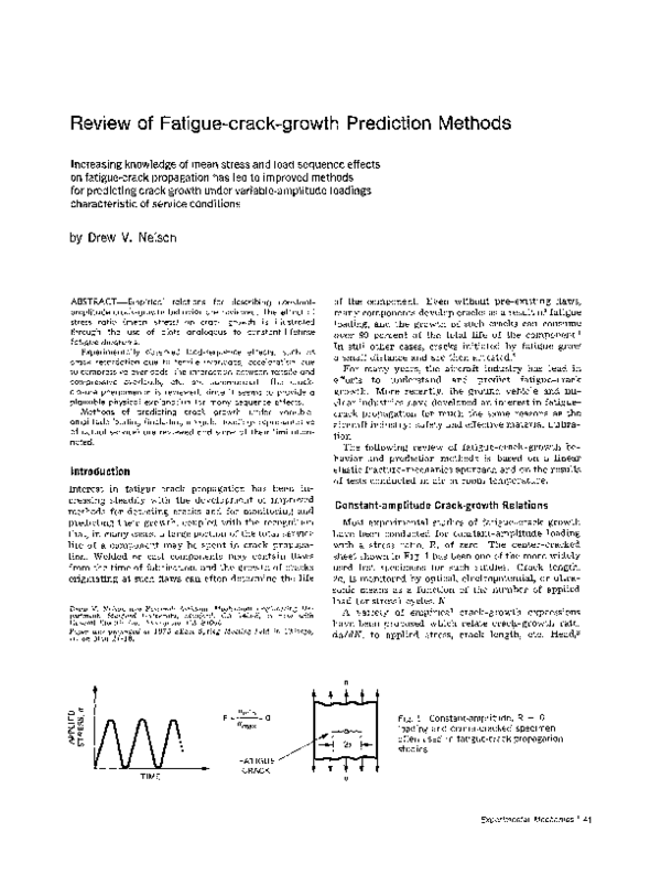 (PDF) Review of fatigue-crack-growth prediction methods