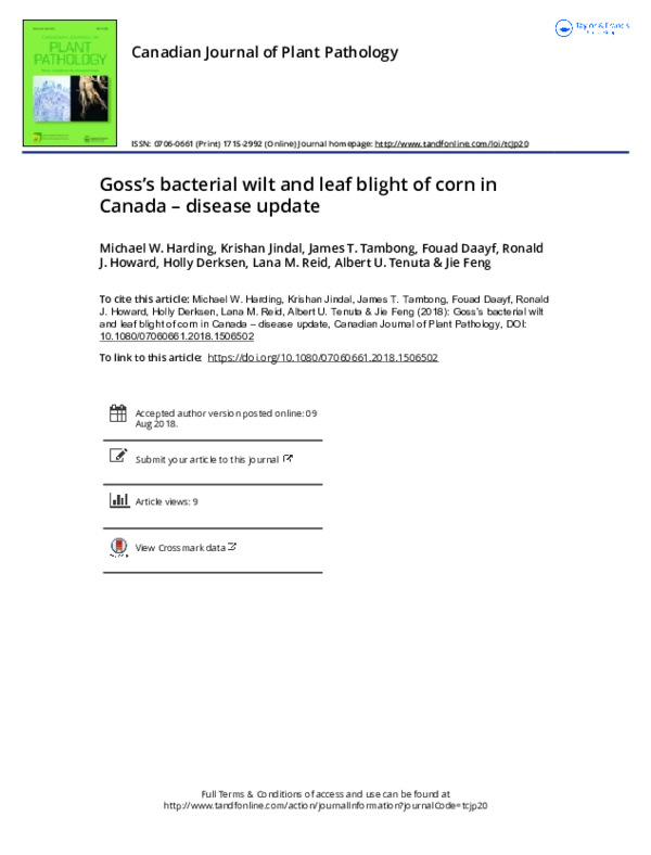 (PDF) Goss’s bacterial wilt and leaf blight of corn in Canada – disease ...
