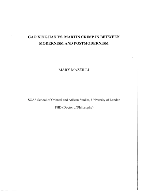 (PDF) Gao Xingjian vs. Martin Crimp in between modernism and postmodernism