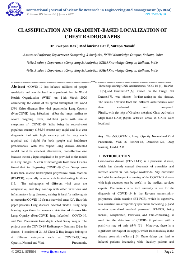 (PDF) CLASSIFICATION AND GRADIENT-BASED LOCALIZATION OF CHEST RADIOGRAPHS