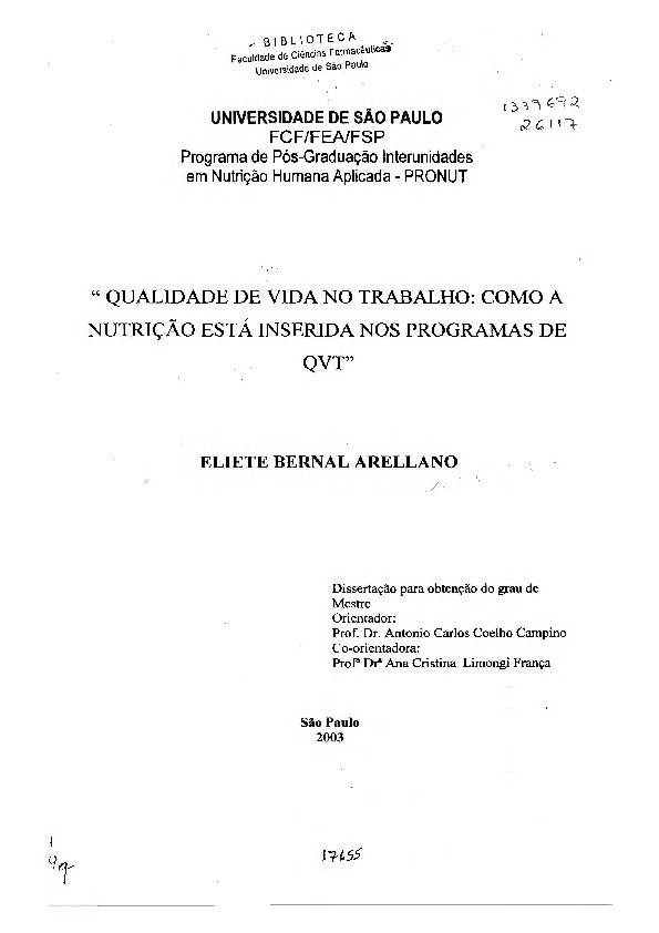 (PDF) Qualidade de Vida no Trabalho: como a nutrição está inserida nos ...