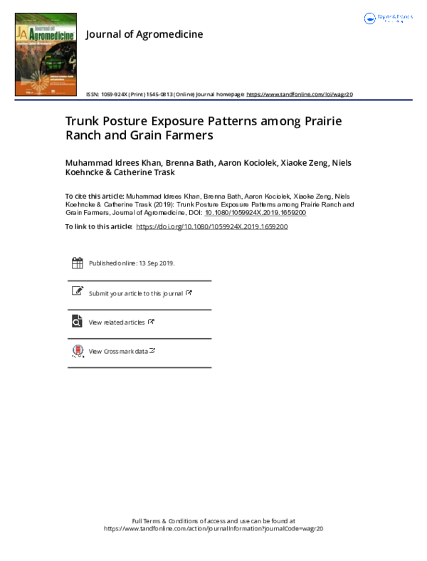 (PDF) Trunk Posture Exposure Patterns among Prairie Ranch and Grain Farmers