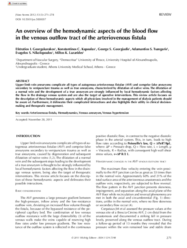 (PDF) An overview of the hemodynamic aspects of the blood flow in the ...