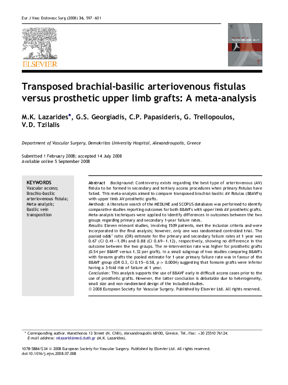 (PDF) Transposed brachial-basilic arteriovenous fistulas versus ...