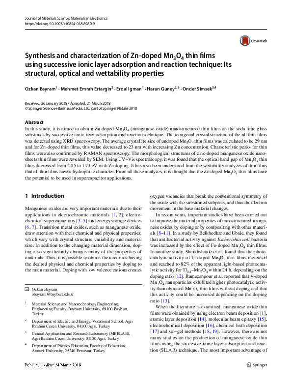 Pdf Synthesis And Characterization Of Zn Doped Mn3o4 Thin Films Using Successive Ionic Layer