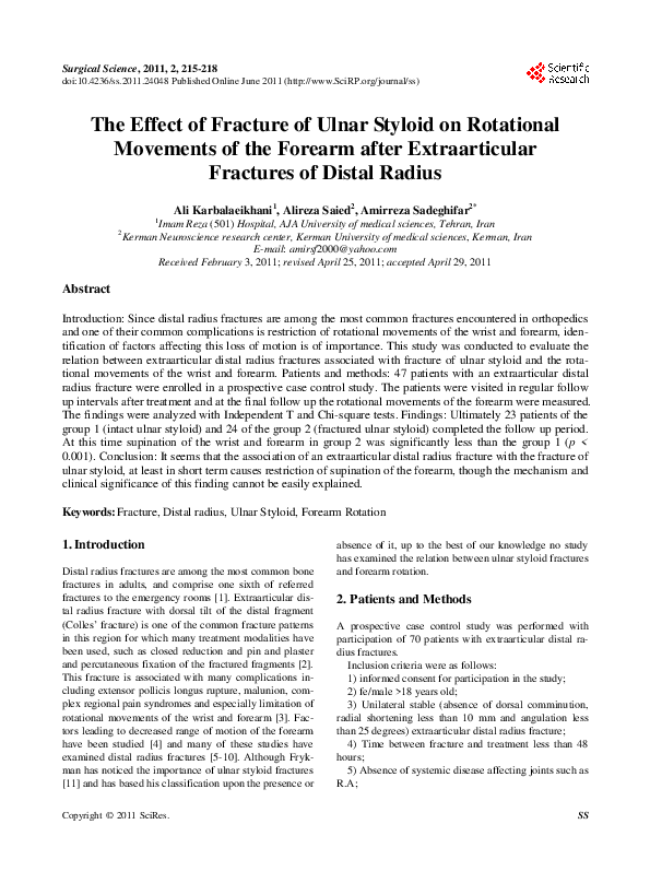 (PDF) The Effect of Fracture of Ulnar Styloid on Rotational Movements ...