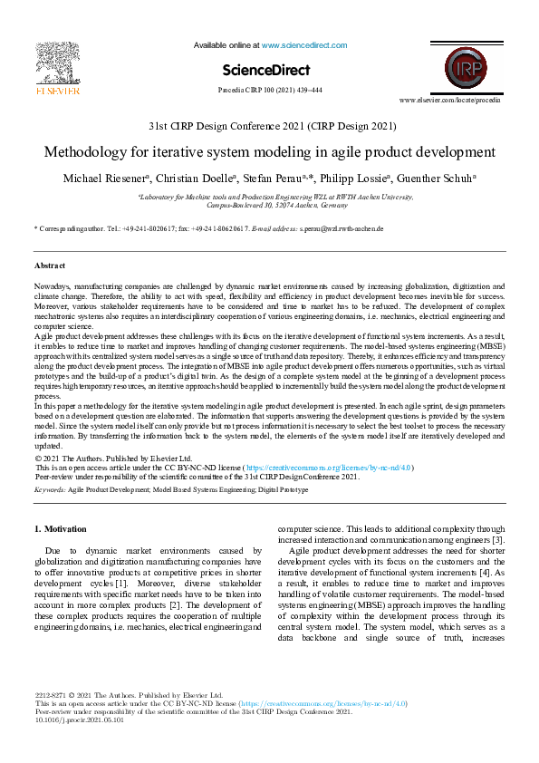 (PDF) Methodology for iterative system modeling in agile product development