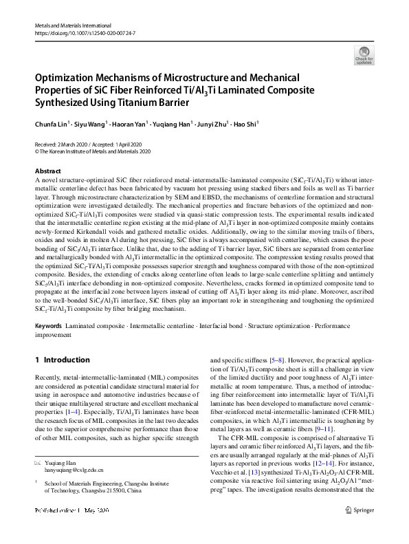 (PDF) Optimization Mechanisms of Microstructure and Mechanical Properties of SiC Fiber ...