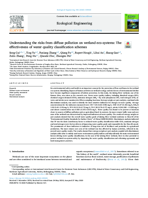 (PDF) Understanding the risks from diffuse pollution on wetland eco ...