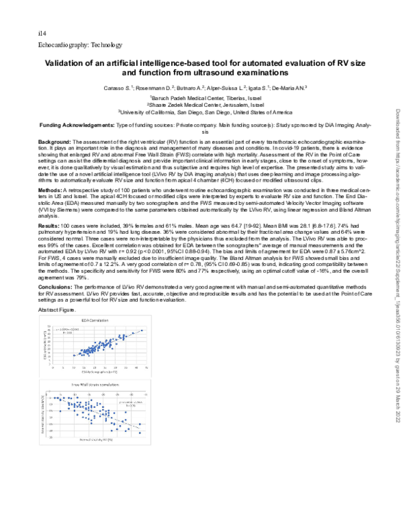 (PDF) Validation of an artificial intelligence-based tool for automated evaluation of RV size ...