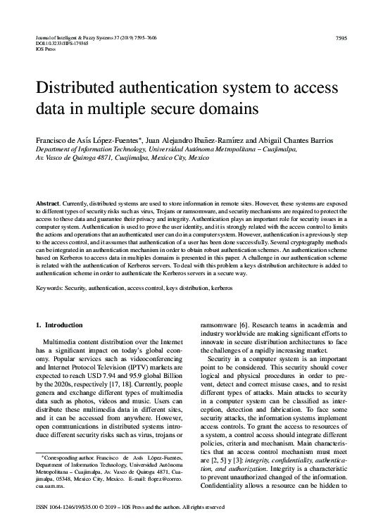 Pdf Distributed Authentication System To Access Data In Multiple Secure Domains 2069