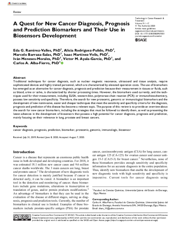 (PDF) A Quest for New Cancer Diagnosis, Prognosis and Prediction ...