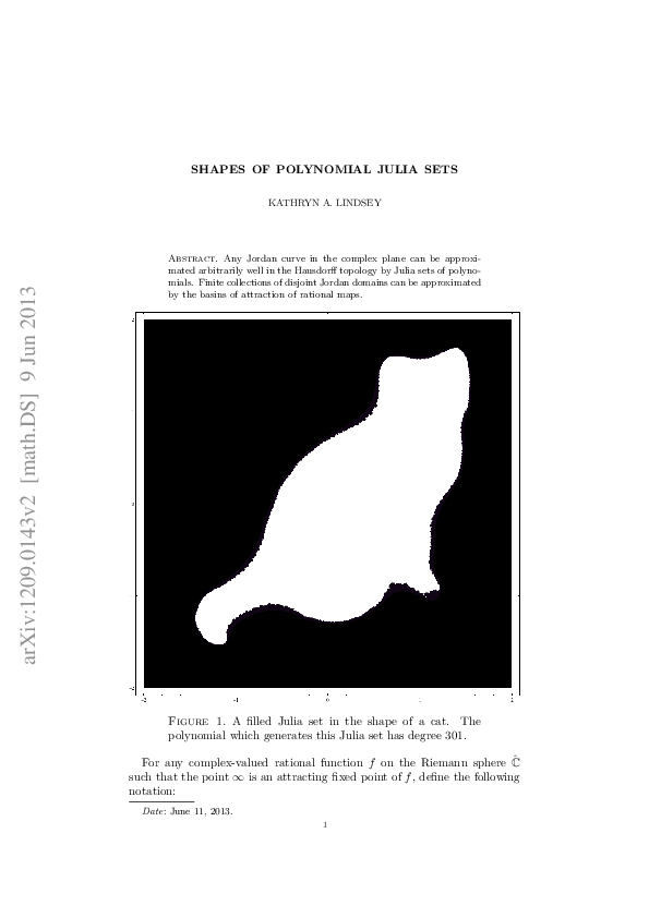 (PDF) Shapes of polynomial Julia sets