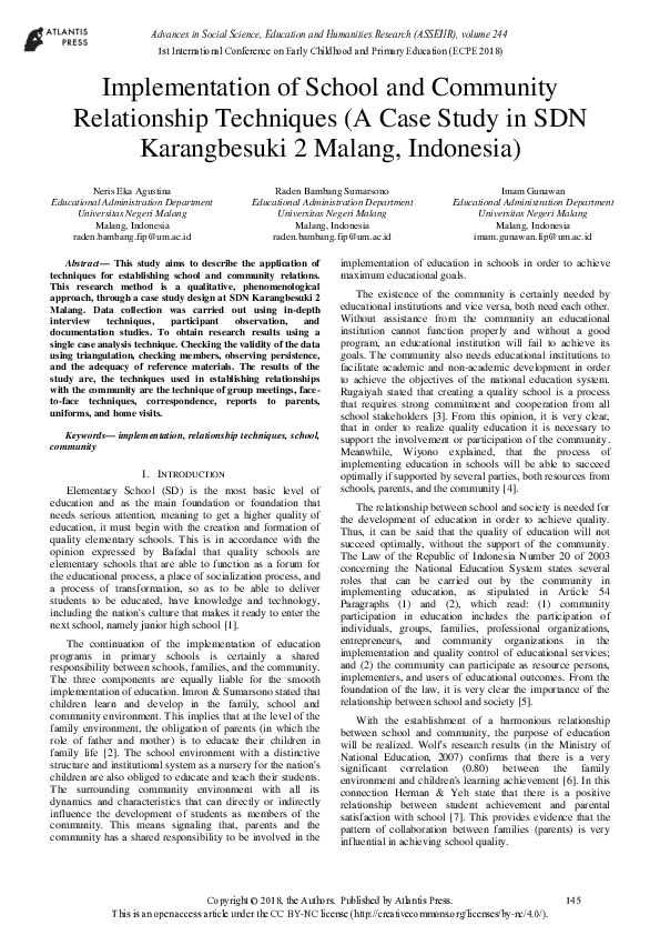 (PDF) Implementation of School and Community Relationship Techniques (A Case Study in SDN ...