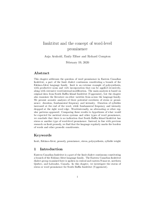 (PDF) Supplementary materials to 'Inuktitut and the concept of word ...