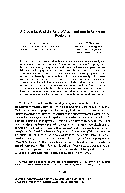 (PDF) A Closer Look at the Role of Applicant Age in Selection Decisions