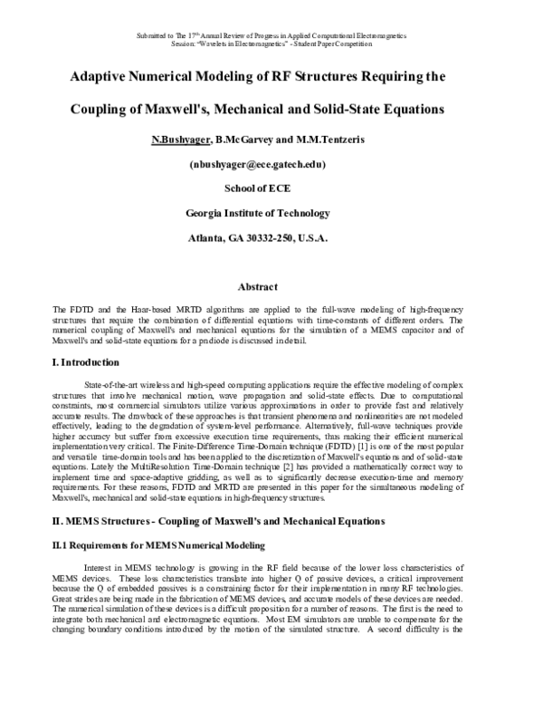 (PDF) Adaptive numerical modeling of RF structures requiring the coupling of Maxwell s ...