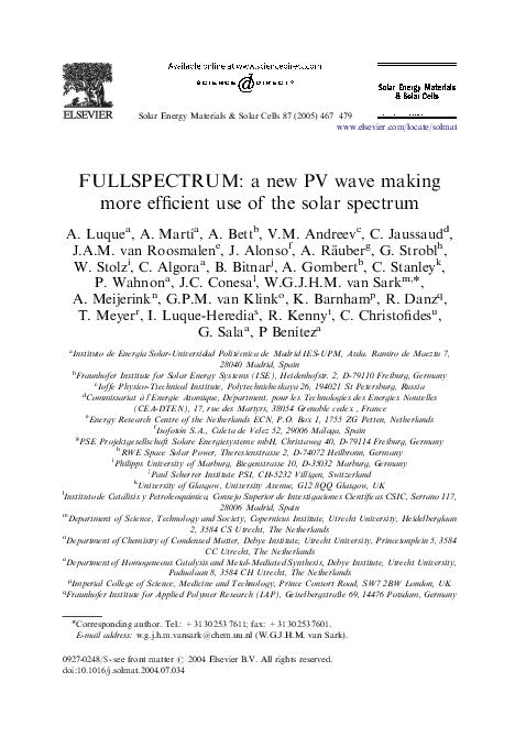 (PDF) FULLSPECTRUM: a new PV wave making more efficient use of the solar spectrum